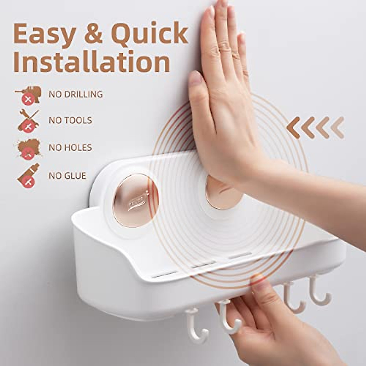 TAILINK 2 Packs Shower Caddy Suction Cup, One Push Assembly Shower Organizer No Drilling Shower Basket Powerful Shower Shelf Bathroom Storage Shampoo Holder Shower Caddy Basket Kitchen Shelf