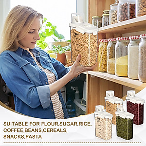 Blushtier 4 PCS Cereal Containers Storage 2.8L Airtight Large Dry Food Containers with Pouring Spout Cereal Storage Dispenser Measuring Cup for Flour and Baking Supplies, White