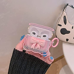 Airpod Pro Case Ponnky 3D Pink Bow Ties Cartoon Design Soft Silicone Skin Keychain Ring for Girls Boys Teens Pretty Airpods Pro - Pink Bowtie