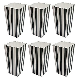 36 Pcs Popcorn Boxes Mini Paper Popcorn Box Cardboard Popcorn Container for Party, White and Black Stripes