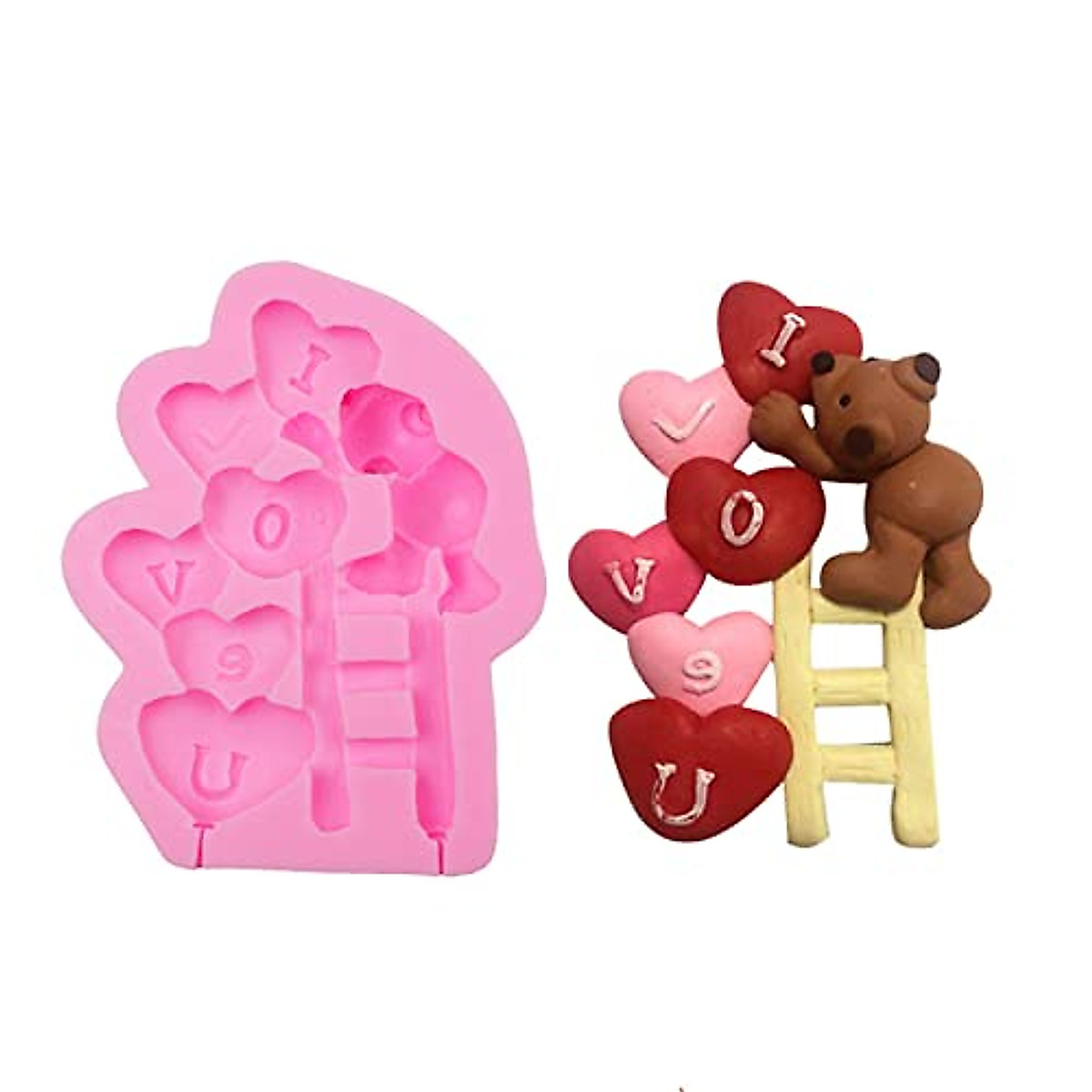 Valentines Day Bear Silicone-Molds For Baby-Shower Cake-Topper Decoration Love Bear Card Fondant Mold DIY-Baking Cookie Candy Mould-silicone