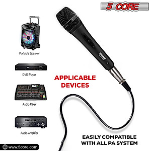 5 CORE Microphone Dynamic Vocal Handheld Mic Cardioid Unidirectional Microfono w On Off Switch + XLR Audio Cable for Singing PM-286