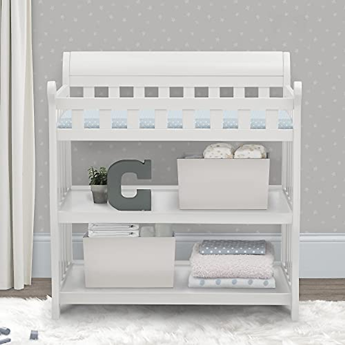 Delta Children Eclipse Changing Table with Changing Pad, White