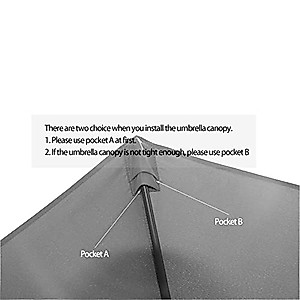 Garden lucky 9ft Patio Umbrella Replacement Canopy Market Umbrella Top Outdoor Umbrella Canopy for 8 Ribs Umbrella Black and White