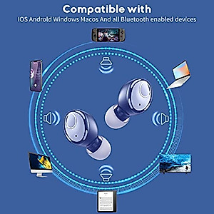kurdene Bluetooth Wireless Earbuds, S8 Deep Bass Sound 38H Playtime IPX8 Waterproof Earphones Call Clear with Microphone in-Ear Bluetooth Headphones Comfortable for iPhone, Android