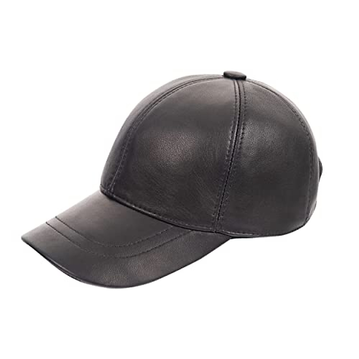 Zessano Genuine Leather Unisex Baseball Cap - 100% Sheep Leather Mens and Womens Baseball Cap with Adjustable Back Strap (Black)