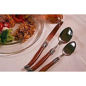 20 Piece Laguiole Flatware Set, Wood Grain