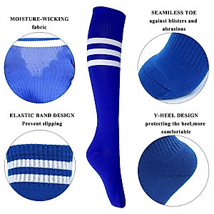 Aulufft Neon Knee High Socks, 8 Pairs Striped Tube Sock Athletic Baseball Basketball Dance Neon Colored Soccer Socks for Adult Girls Women Youth, 8 Colors/Set