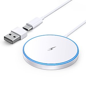 Magnetic Wireless Apple Mag-Safe Charger for iPhone 15/14/13/12 Series, AirPods 3/2/Pro - LED Magnet Pad With Dual Charging Ports