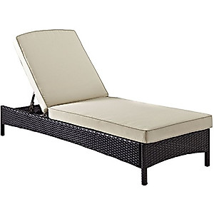 Crosley Furniture Palm Harbor Outdoor Wicker Chaise Lounge with Sand Cushions - Brown