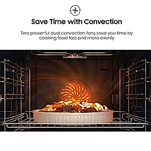 SAMSUNG 30" Smart Double Wall Oven w/Steam Cook, Wi-Fi, Large Oven Capacity, NV51K6650DG/AA, Fingerprint Resistant Stainless Steel, Black