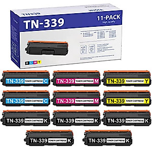 HIYOTA TN 339 Compatible TN339BK TN339C TN339M TN339Y Extra High Yield Toner Cartridge Set Replacement for Brother TN339 HL-L8250CDN MFC-L8850CDW DCP-L8450CDW Series Printer (11 Pack ,5BK/2C/2M/2Y)