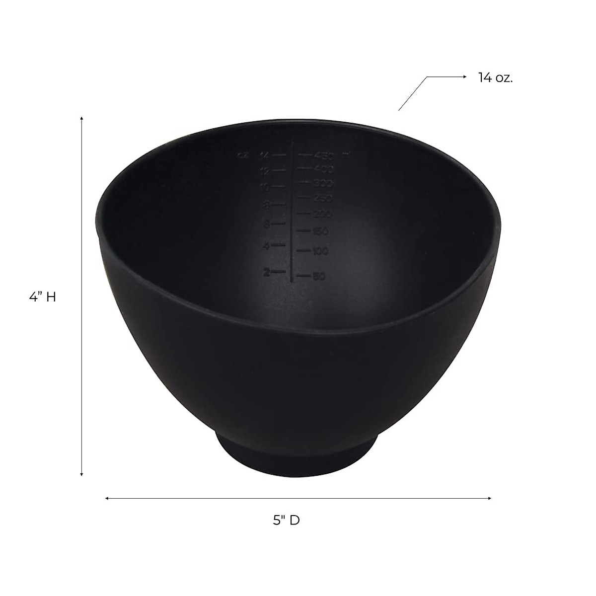 ForPro Professional Collection Silicone Mixing Bowl, Black, Flexible, Odorless, for Mixing Facials, Massage, Body & Other Products, 14 oz