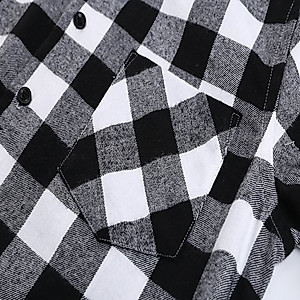 DOKKIA Men's Casual Dress Long Sleeve Buffalo Plaid Checkered Fitted Flannel Shirt (Black White Buffalo, XX-Large)