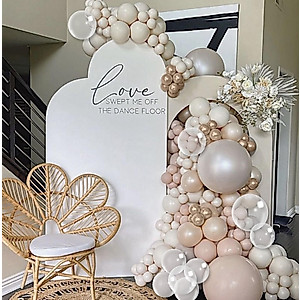 Beige White Gold Balloons,12 Inchs Sand White Metallic Champagne Clear Bride Balloons for Girls Wedding Anniversary Bachelorette Party Boho Bridal Shower Birthday Decorations