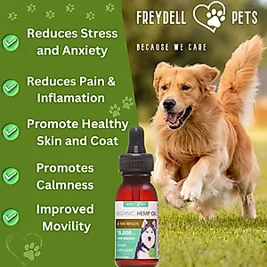 FREYDELL Pets - Hemp Oil for Dogs and Cats - Hemp Oil Drops with Omega Fatty Acids - Hip and Joint Support and Skin Health