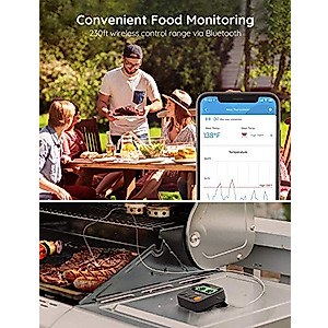 Govee Bluetooth Meat Thermometer, 230ft Range Wireless Grill Thermometer Remote Monitor with Temperature Probe Digital Grilling Thermometer with Smart Alerts for Smoker Cooking BBQ Kitchen Oven