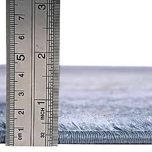 Unique Loom Aberdeen Collection Area Rug - Chatsworth (Oval 4' 0" x 6' 0", Blue/ Beige)