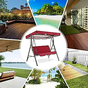 BTURYT Swing Top Replacement Canopy Cover, Outdoor Patio Swing Canopy Replacement Top Cover, 210DWaterproof Oxford Cloth Canopy Replacement Cover for 2/3-Seater-Swing Chair