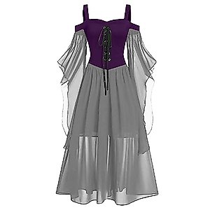 Halloween Costumes Chest Braces Gothic Dresses Plus Size Halloween Dress Ren Faire Corset Halloween Dress for Women Elf Costume for Women Halloween Dresses Renaissance Corset（2-Light Purple,4X-Large）