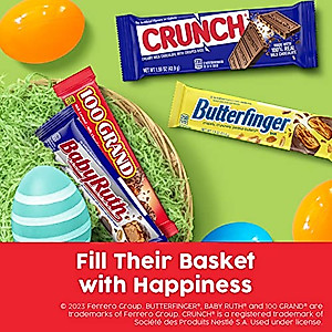 CRUNCH Milk Chocolate and Crisped Rice, Full Size Individually Wrapped Candy Bars, Easter Basket Stuffers, 1.55 oz each