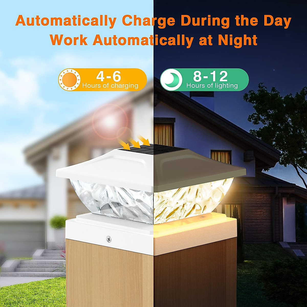 ENSLI 8 Pack Solar Post Cap Lights, 2 Mode Bright Solar Post Lights Outdoor Waterproof Fence Post Cap Lights, Outdoor Post Lights Solar Powered Deck Lights for 4x4 4.5x4.5 5x5 Posts in Garden Decor