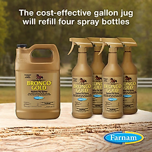 Farnam Bronco Gold Horse Fly Spray, Grooming Aid, Coat Conditioner 128 Ounces, Gallon Refill