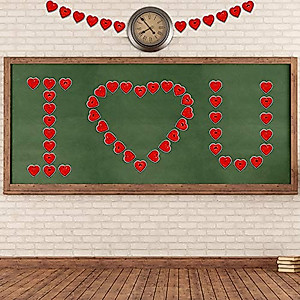 72 Pieces Heart Cut-Outs 3 Inch Printed Hearts Cut-Outs Cute Heart Shape Decoration for Valentines Day Crafts Home Class Office Decor, Red