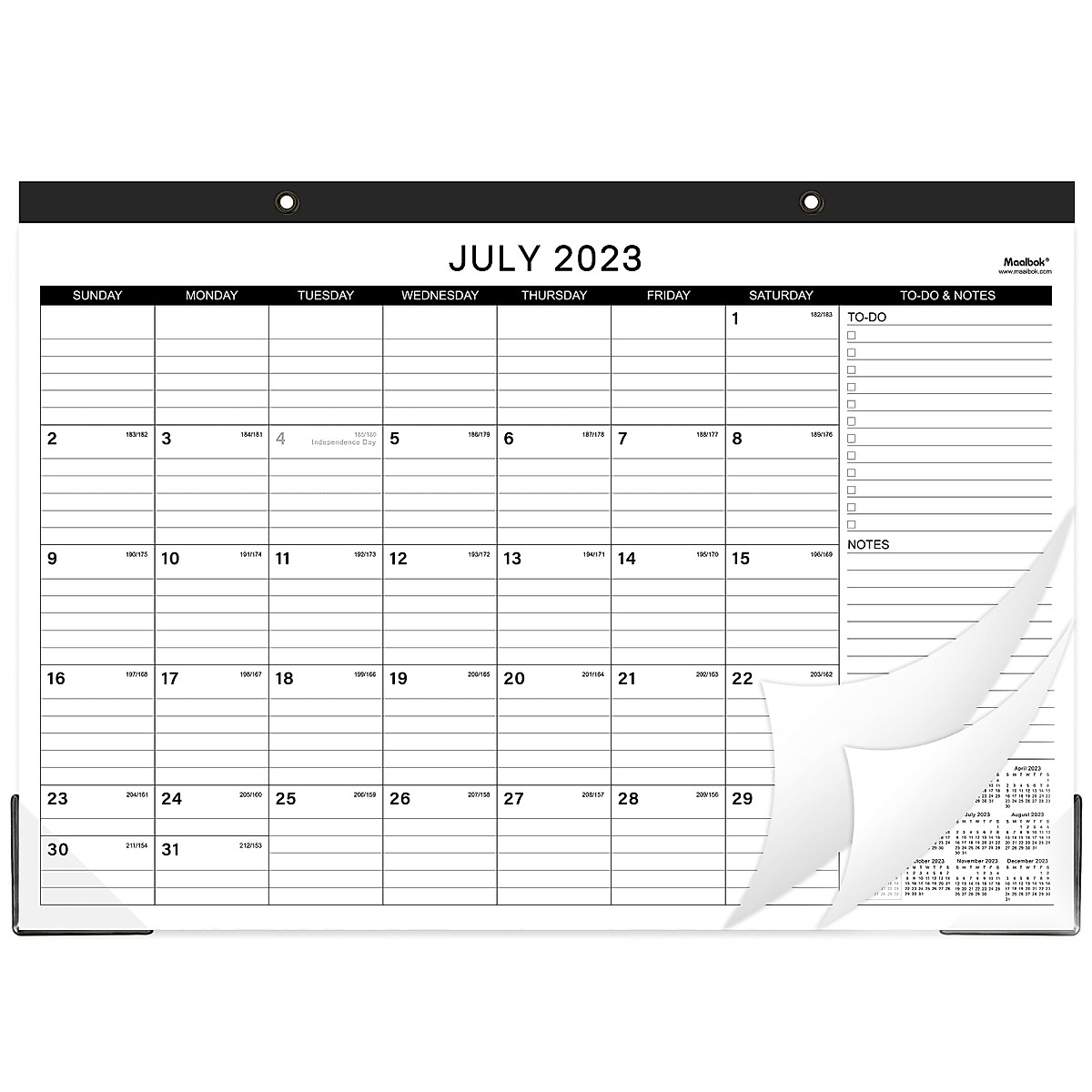 Desk Calendar 2023-2024 - Large Desk Calendar 2023-2024, Jan 2023 - Jun 2024, 17" x 12", Large Ruled Blocks, Desk Calendar with Tear Off Design, 2 Corner Protectors & 2 Hanging Hooks