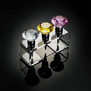 Crystal Wine Stoppers for Wine Bottle - Best Wine Bottle Stoppers 3 Color crystal Wine Stoppers with Rack Best Wine Gift…