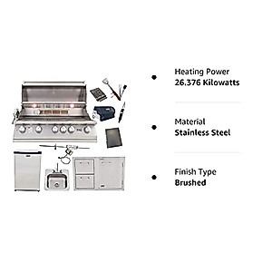 Lion 40-Inch Natural Gas Grill L90000 with Refrigerator and Door and Drawer Combo and Drop-In Sink with and 5 in 1 BBQ Tool Set Best of Backyard Package Deal