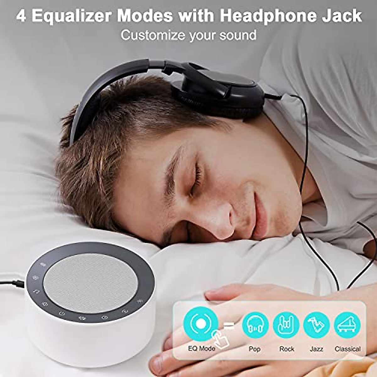 YTE White Noise Machine with 30 High Fidelity Soundtracks, 7 Colors Night Lights, Full Touch Cloth Grille and Buttons, Timer and Memory Features, Plug in, Sound Machine for Baby, Adults