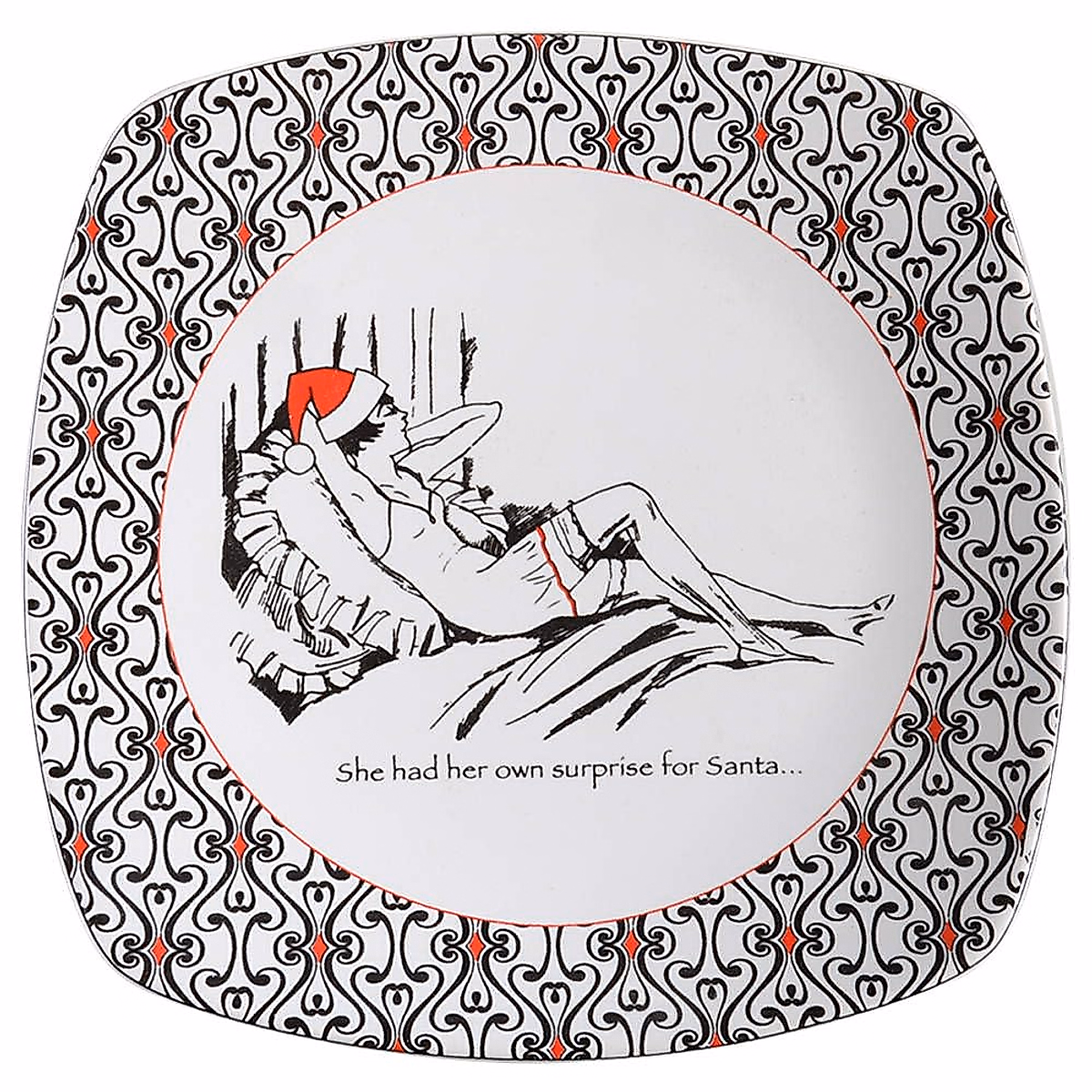 222 Fifth Santa's Babe Square Salad Plate