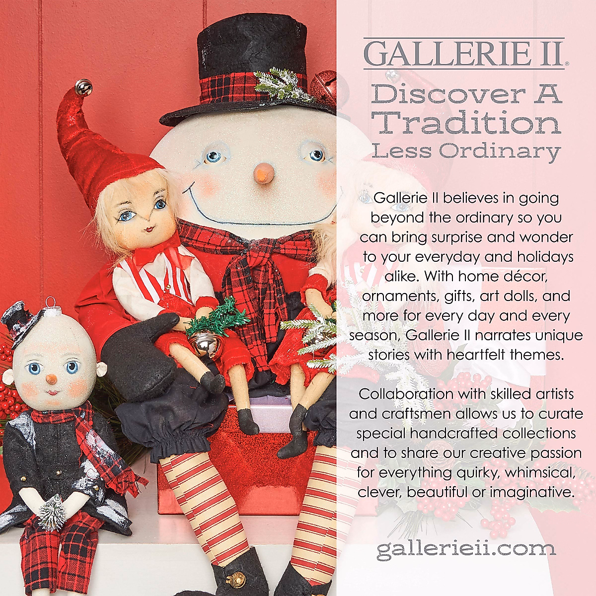 GALLERIE II Christmas Holiday Cute Hammond Pinecone Boy Folk Art Doll Collectible, Joe Spencer Gathered Traditions Home Decor Figures Figurines Cream