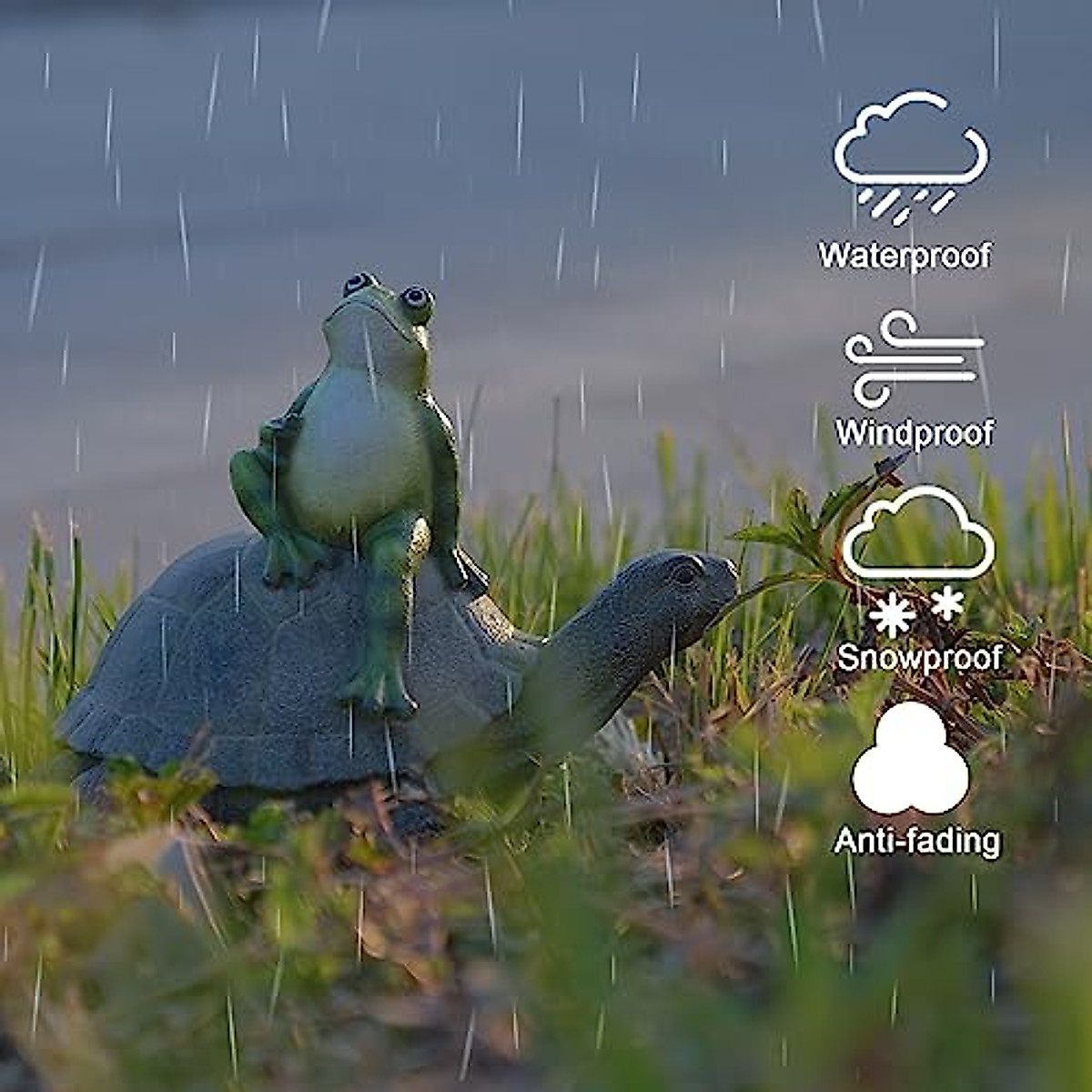 LCdecohome Frog Turtle Statue - Outdoor Garden Decor, Resin Sculpture, 10.5 x 6.5 x 8.5 Inch