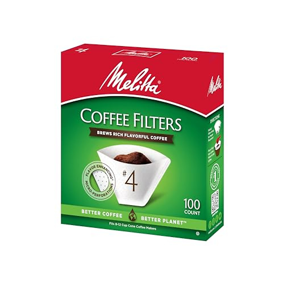 Melitta #4 Cone Coffee Filters, White, 100 Count (Pack of 6) 600 Total Filters Count - Packaging May Vary