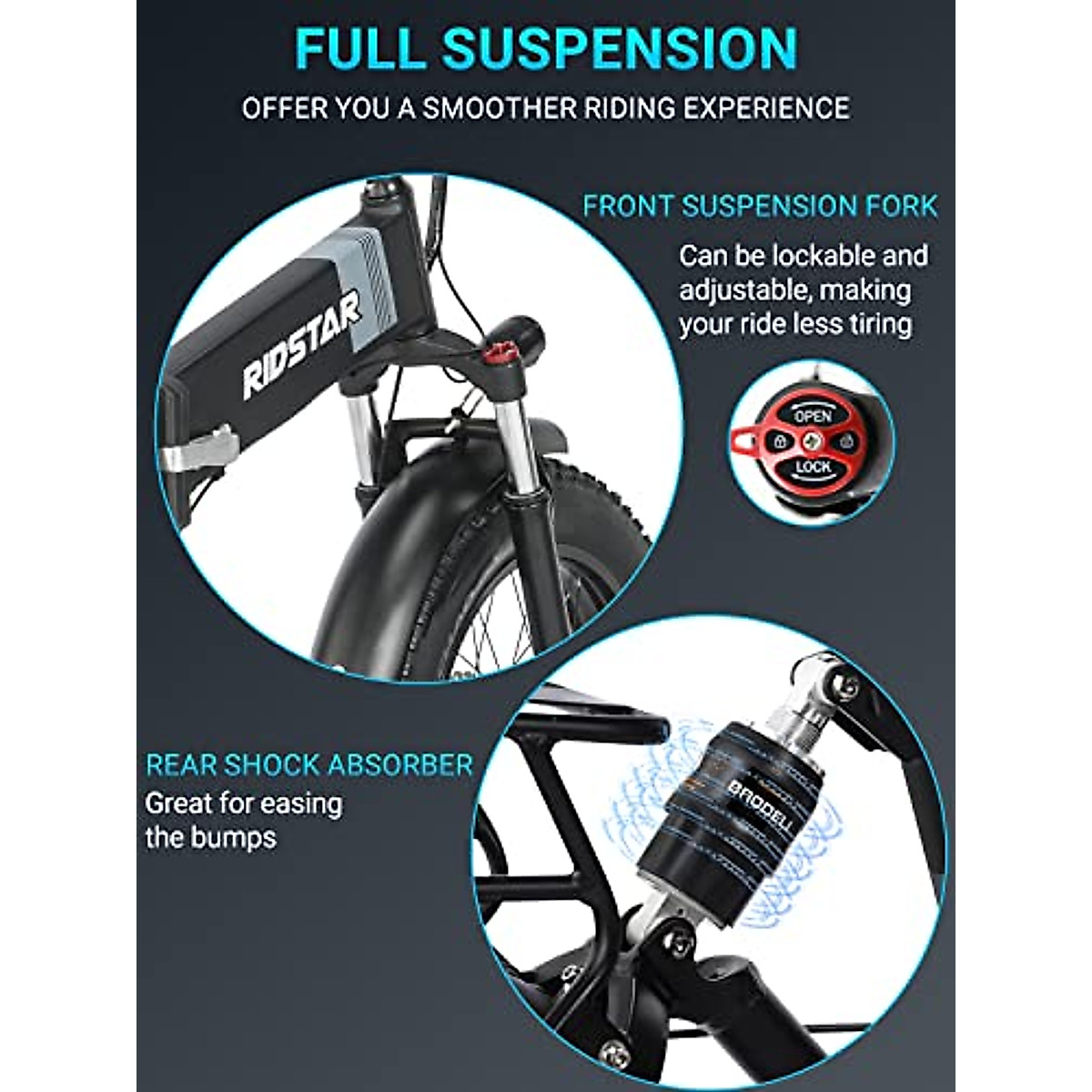 Folding Ebikes for Adults Full Suspension 1000W Motor 48V 14AH Removable Battery 20" x 4.0 Fat Tire E-Bikes Shimano 7-Speed 28MPH 50 Miles Folding Electric Bike bicicleta electrica para adultos