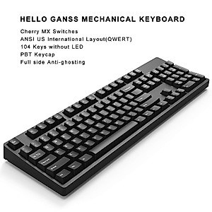 HELLO GANSS Mechanical Gaming Keyboard with Numeric Keypad - Cherry Mx Blue, Wired Keyboard - Programble - PBT Double-Shot Keycaps - US English/Qwert - Black