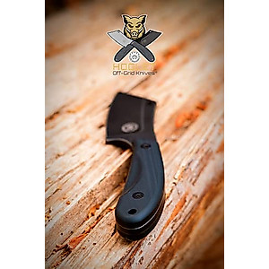 Off-Grid Knives - HOGLET EDC Fixed Blade Knife, Blackwash Blade, G10 Scales & Kydex Sheath with Scout Carry and Vertical Carry Belt Clip, Camping, Hunting, Hiking, Camp Kitchen (Blackout)