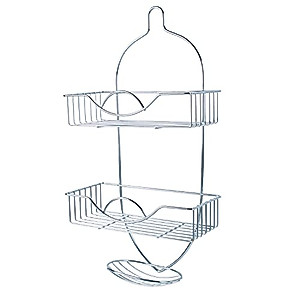 Bath Bliss 2 Tier Rainbow Design Shower Caddy | Over the Shower Head | Bathroom Organizer | Shampoo and Soap Holder | Rust Resistant | Chrome