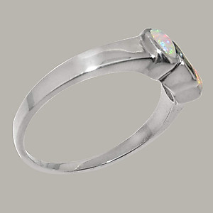 925 Sterling Silver Natural London Blue Topaz & Opal Womens Anniversary Ring - Size 8.75