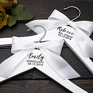 Akubi Personalized Wedding Hanger Bridal Shower Gift Custom Bridesmaid Groomsmen Hanger Wedding Gift (White Hanger)