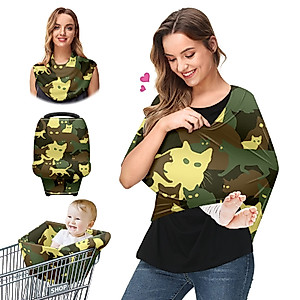 Baby Car Seat Stroller Covers Camouflage Ghost Cat Kitten Camo Nursing Cover Breastfeeding Scarf Soft Breathable Stretchy Infant Car Canopy Coverage Carseat Cover for Boys and Girls Multi Use