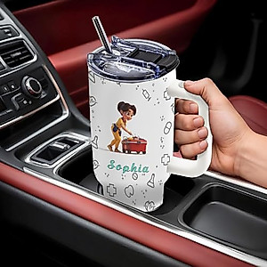 Personalized Nurse Tumbler 40oz -disaster response-Custom Name Insulated Travel Mug with Handle & Straw, Gift for Nurses, Medical Workers, Appreciation, Mother's Day wLOVcg