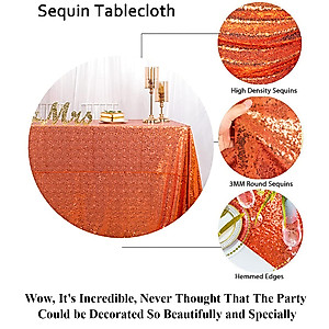 Partisout Orange Tablecloth Square 50x50 Sequin Tablecloths for Rectangle Tables Christmas Tablecloth Halloween Table Overlay Sparkle Table Cloths for Parties(50x50'', Orange)