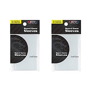 BCW_Supplies Mini American Anti-Glare Board Game Sleeves - 41mm x 63mm - Bundle of 2 Packs - 100 Sleeves Total