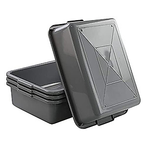 Rinboat 13 L Plastic Commercial Bus Tubs, Grey Plastic Dishwashing Tub, 4 Packs