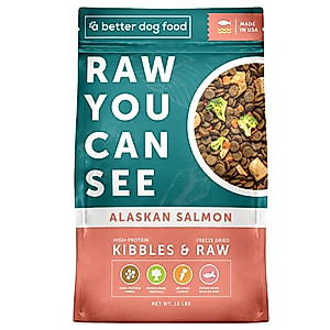 A Better Dog Food | Salmon Dry Dog Food | Raw You Can See | High Protein Kibble + Freeze Dried Raw Dog Food
