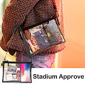 Clear Bag Stadium Approved, 2 pk Plastic Crossbody Tote Bag for Concerts, Transparent Purse with Pocket, Shoulder Strap