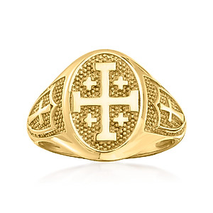 Ross-Simons 14kt Yellow Gold Multi-Cross Signet Ring. Size 9